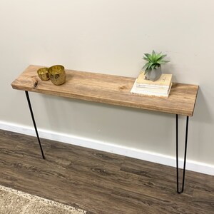 Narrow Pine Console Table: Rustic Hallway Bench With 28" Long Hairpin ...