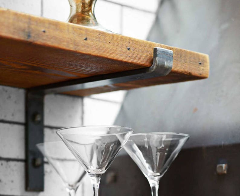 Rustic Floating Shelf Industrial Iron Bracket With Wooded - Etsy