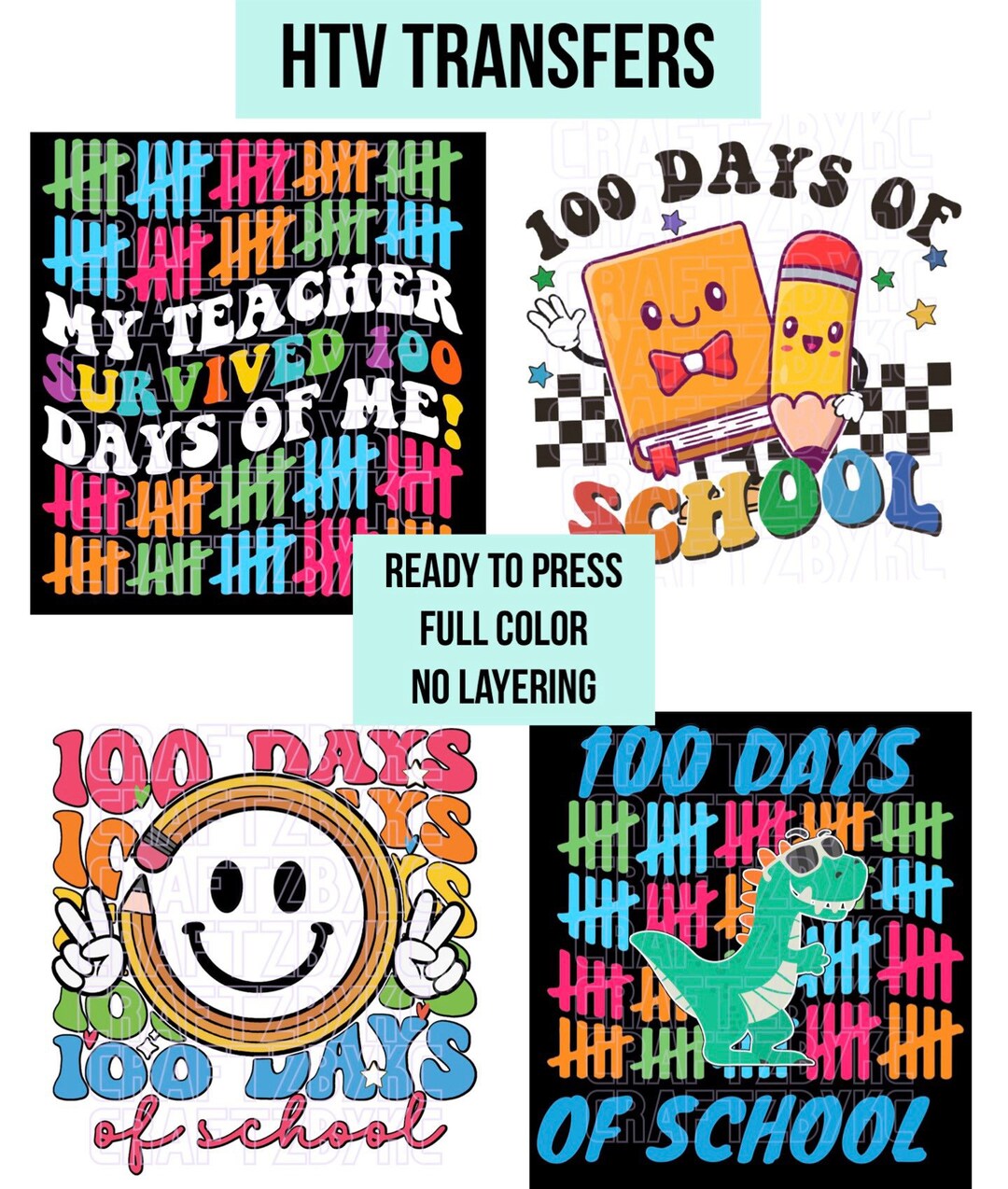 100 Days, HTV Transfers,ready to Press, Prints, Heat Transfers, HTV ...