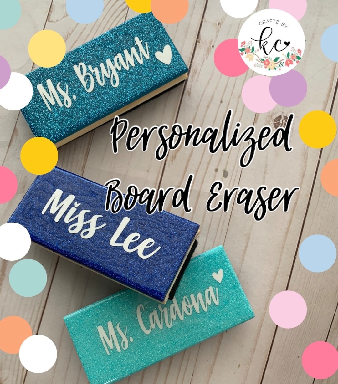 Personalized Whiteboard Eraser, Eraser, Chalkboard Eraser, Glitter ...