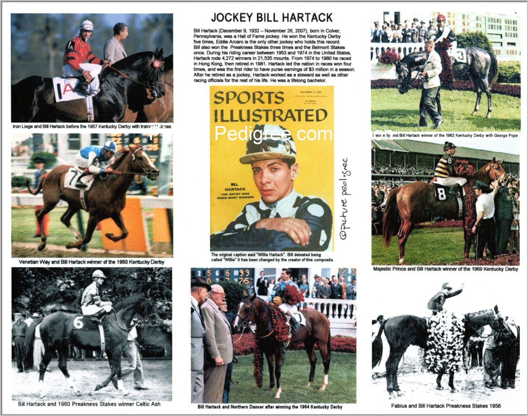 Horse Racing Jockey Compilation Bill Hartack 8.5 X 11 Can Be Framed ...