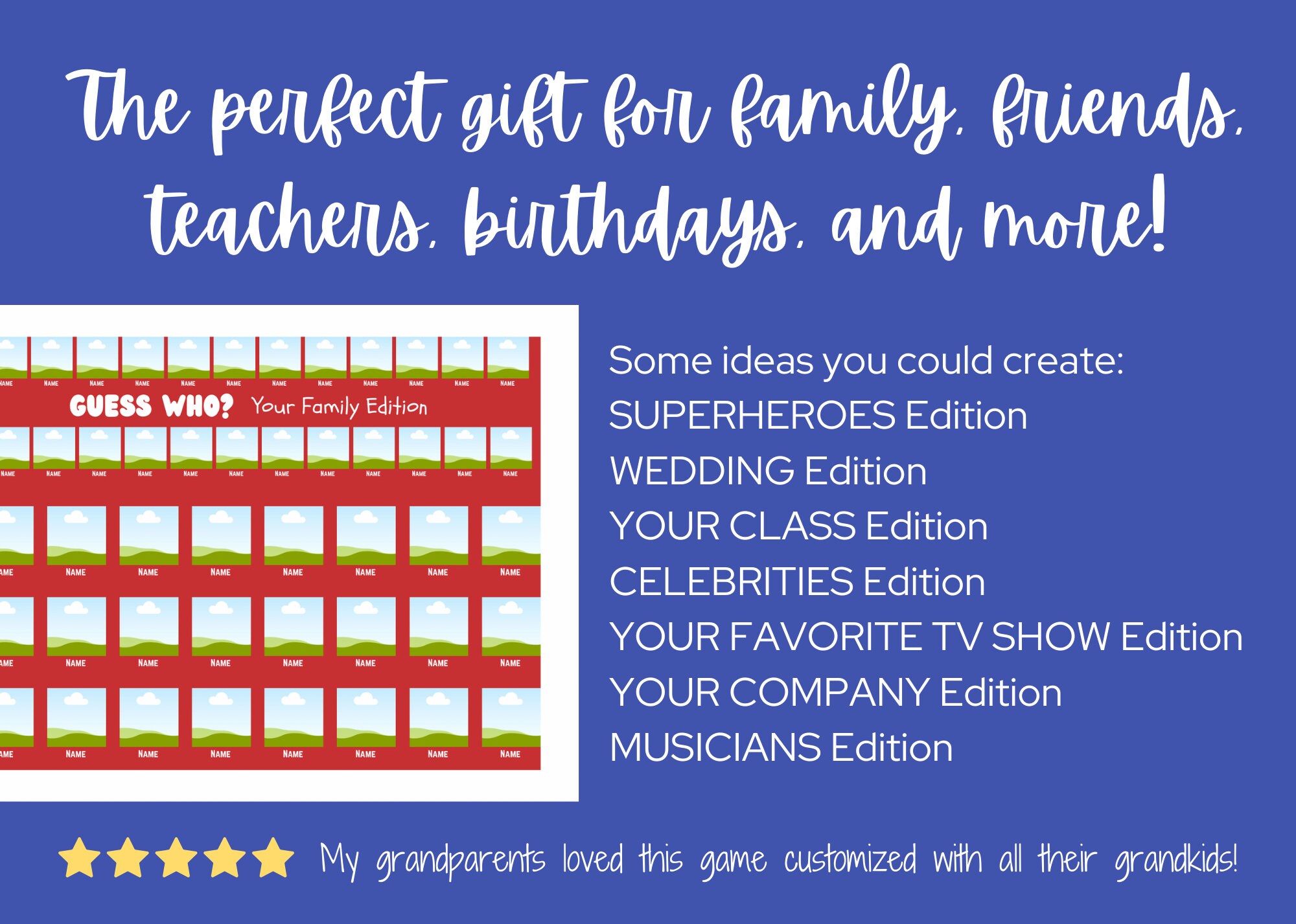Custom Guess Who Game Template Customized Gift DIY Guess Who Create ...