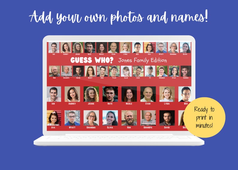 Custom Guess Who Game Template: Personalized Family Gift (canva ...