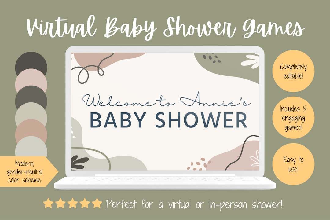 Virtual Baby Shower Games: Editable Canva Slideshow (digital Download ...