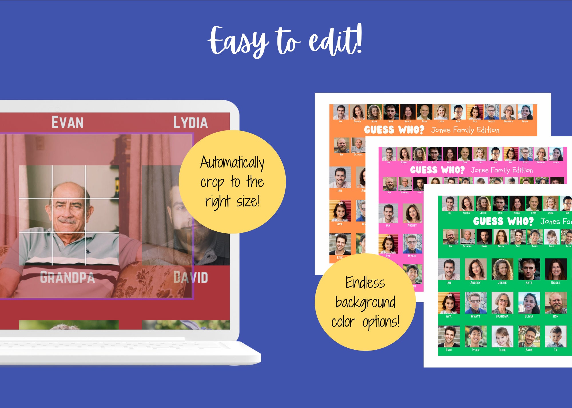 Custom Guess Who Game Template Customized Gift DIY Guess Who Create ...