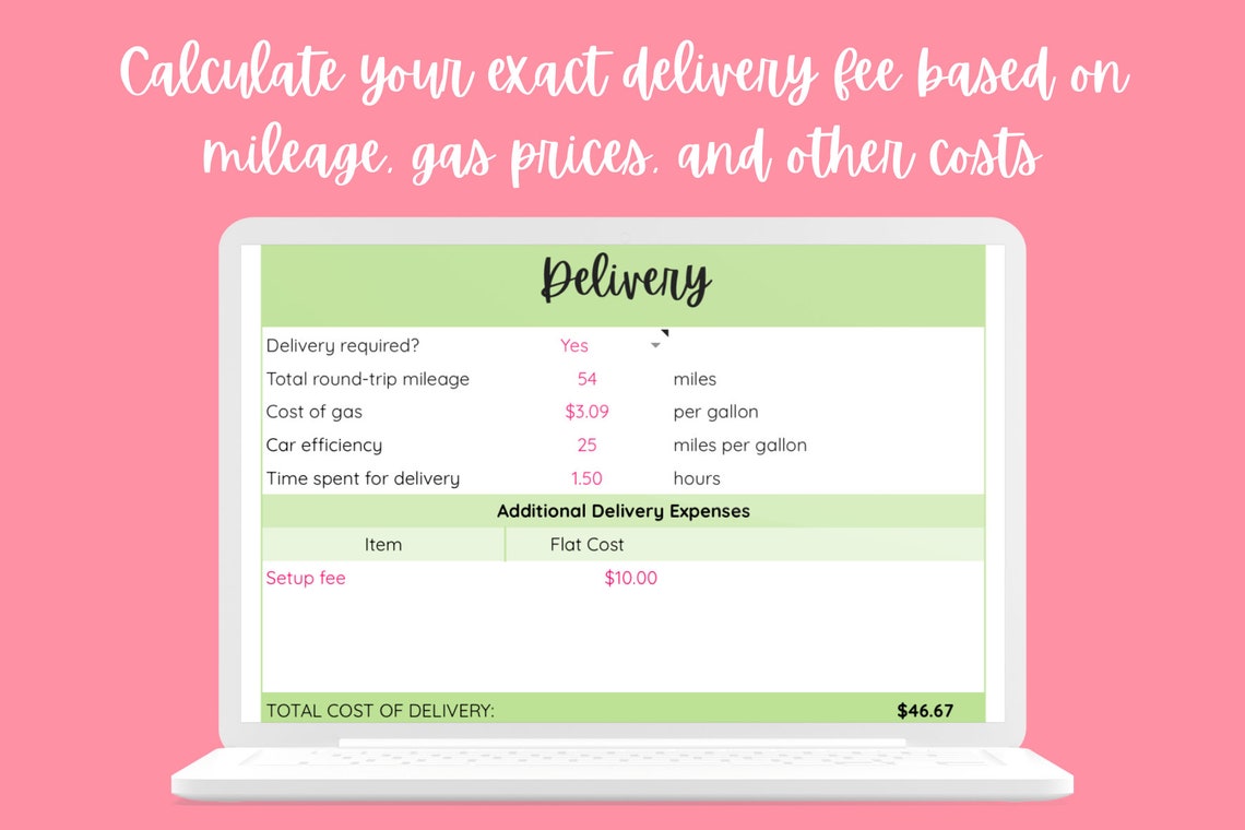 Cake Cost Calculator: Home Bakery Excel & Google Sheets Template ...