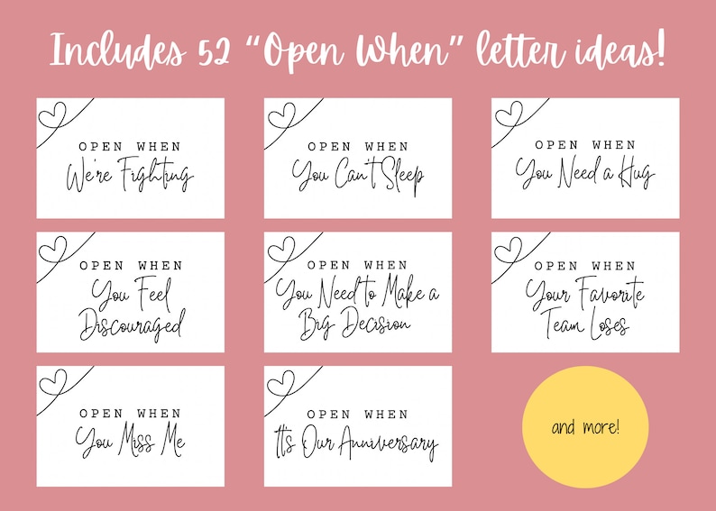 Open When Letter Labels Template | Couples Edition, Valentines Birthday ...