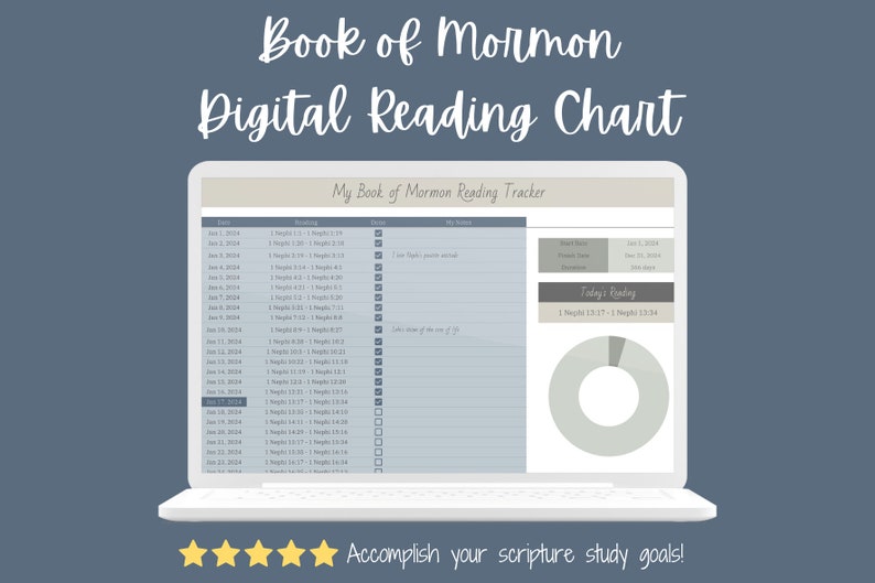 Book of Mormon Digital Reading Chart Scripture Reading Tracker ...