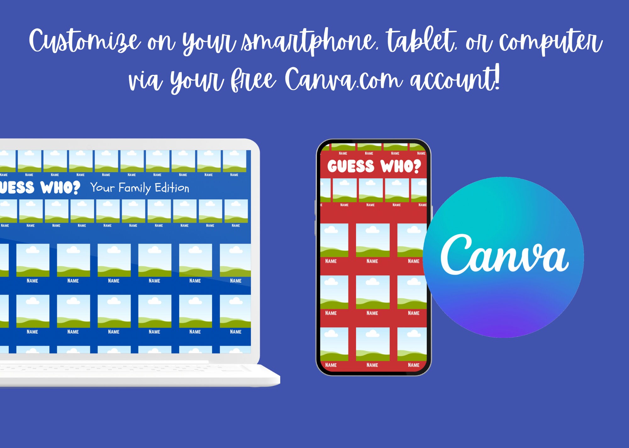 Custom Guess Who Game Template Customized Gift DIY Guess Who Create ...