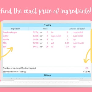 Cake Cost Calculator: Home Bakery Excel & Google Sheets Template ...