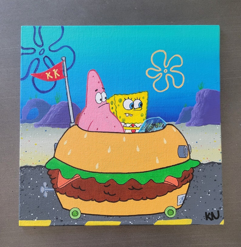 Original Acrylic Painting Spongebob and Patrick Theme Cartoon Artwork ...