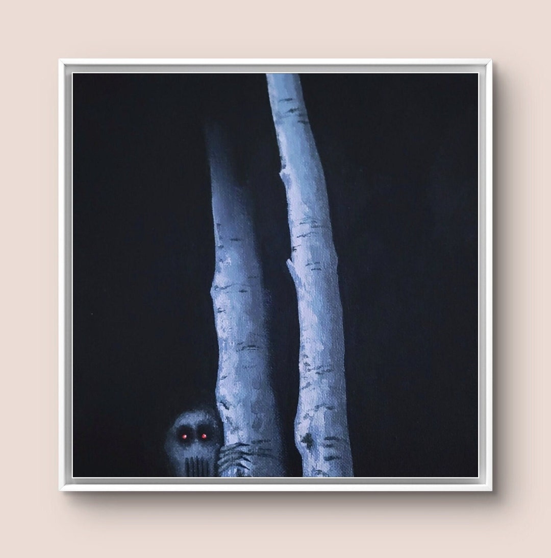 Original Acrylic Painting, Spooky Cryptid Dark Forest Painting, Dark ...