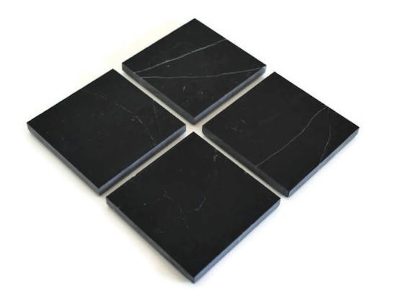4 Square Black Marble Coasters - Etsy Australia