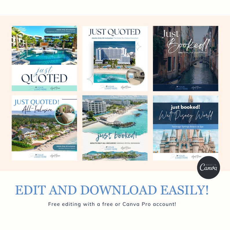 Just Quoted and Just Booked Travel Agent Templates - Etsy