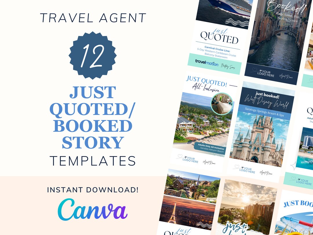 Travel Agent Story Templates: Just Quoted & Booked (canva, Digital ...