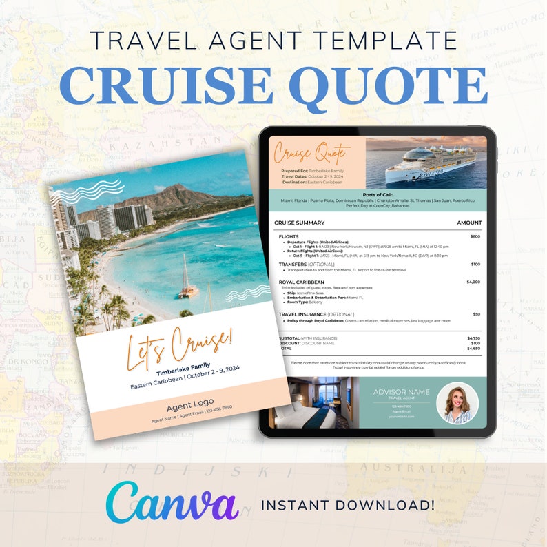 Travel Agent Cruise Quote Template - Etsy