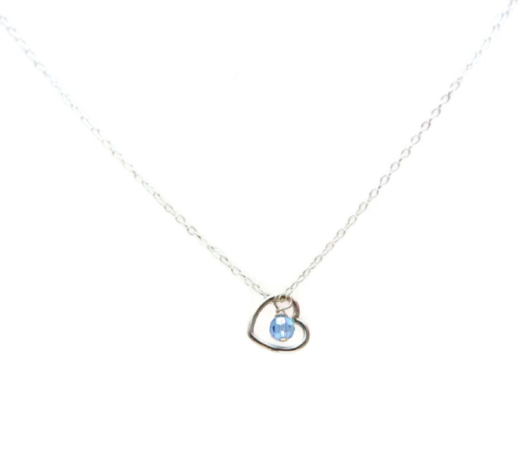 Heart Necklace, Girls Birthstone Necklace Sterling Silver Girl Necklace ...