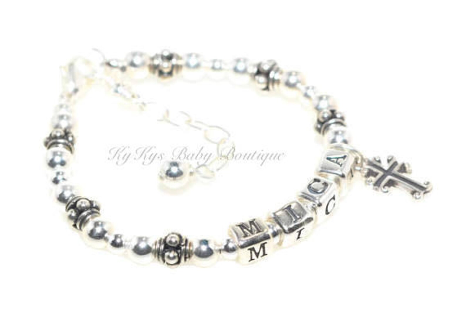 Boy Baptism Bracelet Sterling Silver Boy Bracelet Baby Boy Name ...