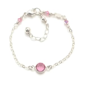 Sterling Silver Baby Bracelet Baby Birthstone Bracelet Little Girl ...
