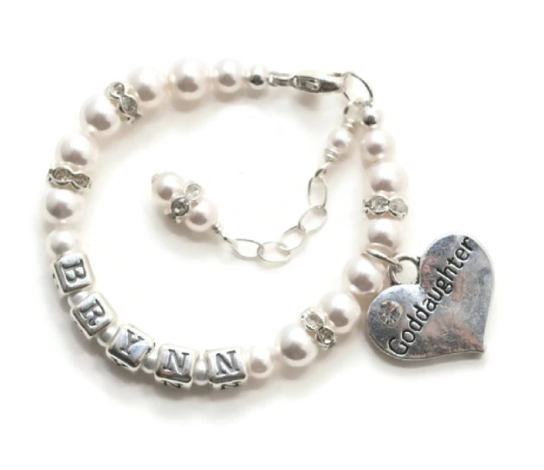 Goddaughter Gift Baptism, Goddaughter Name Bracelet, Baby Bracelet ...