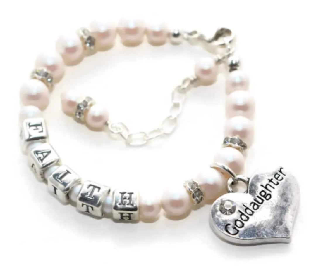 Goddaughter Gift Baptism, Goddaughter Name Bracelet, Baby Bracelet ...