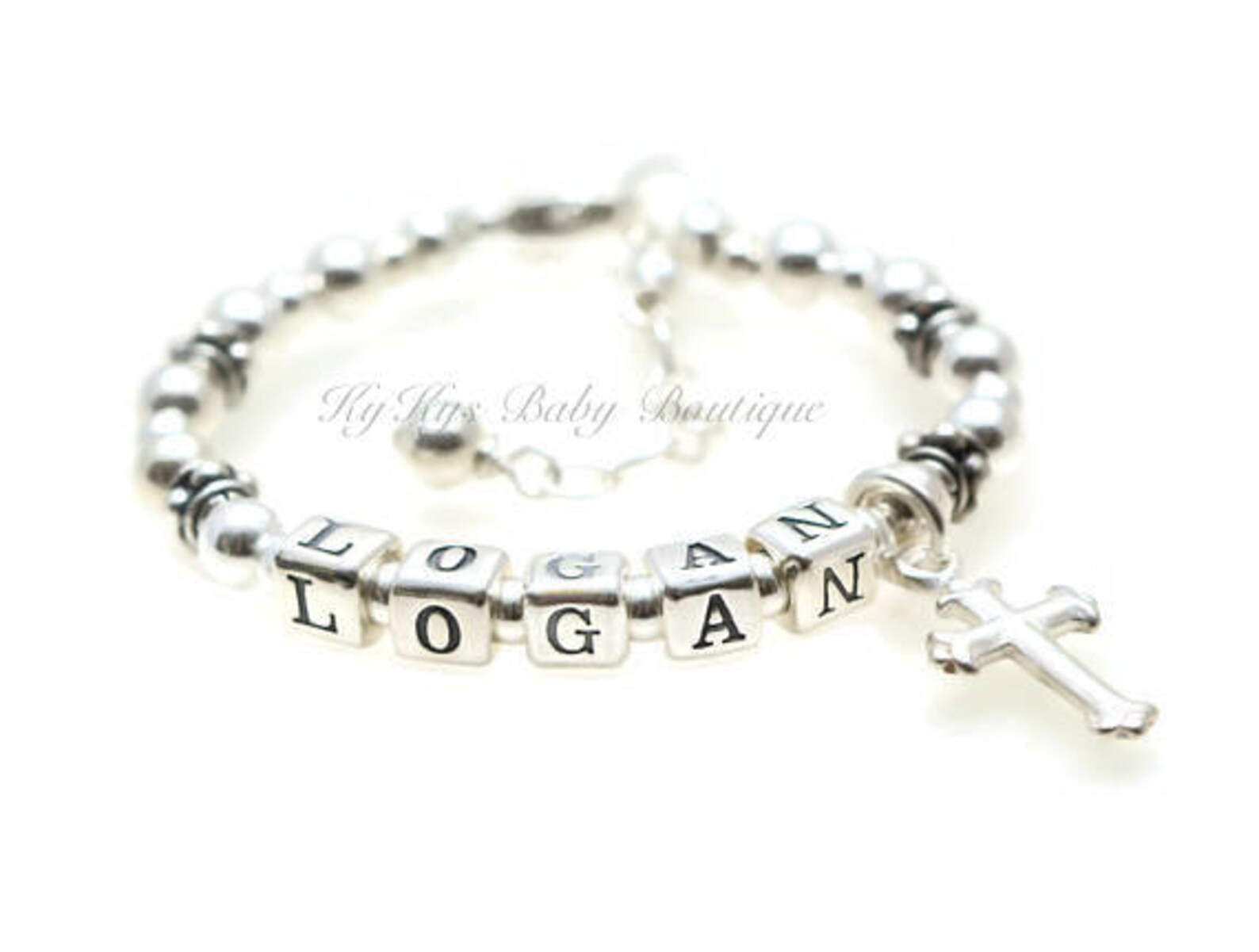 Boy Baptism Bracelet Sterling Silver Boy Bracelet Baby Boy Name ...