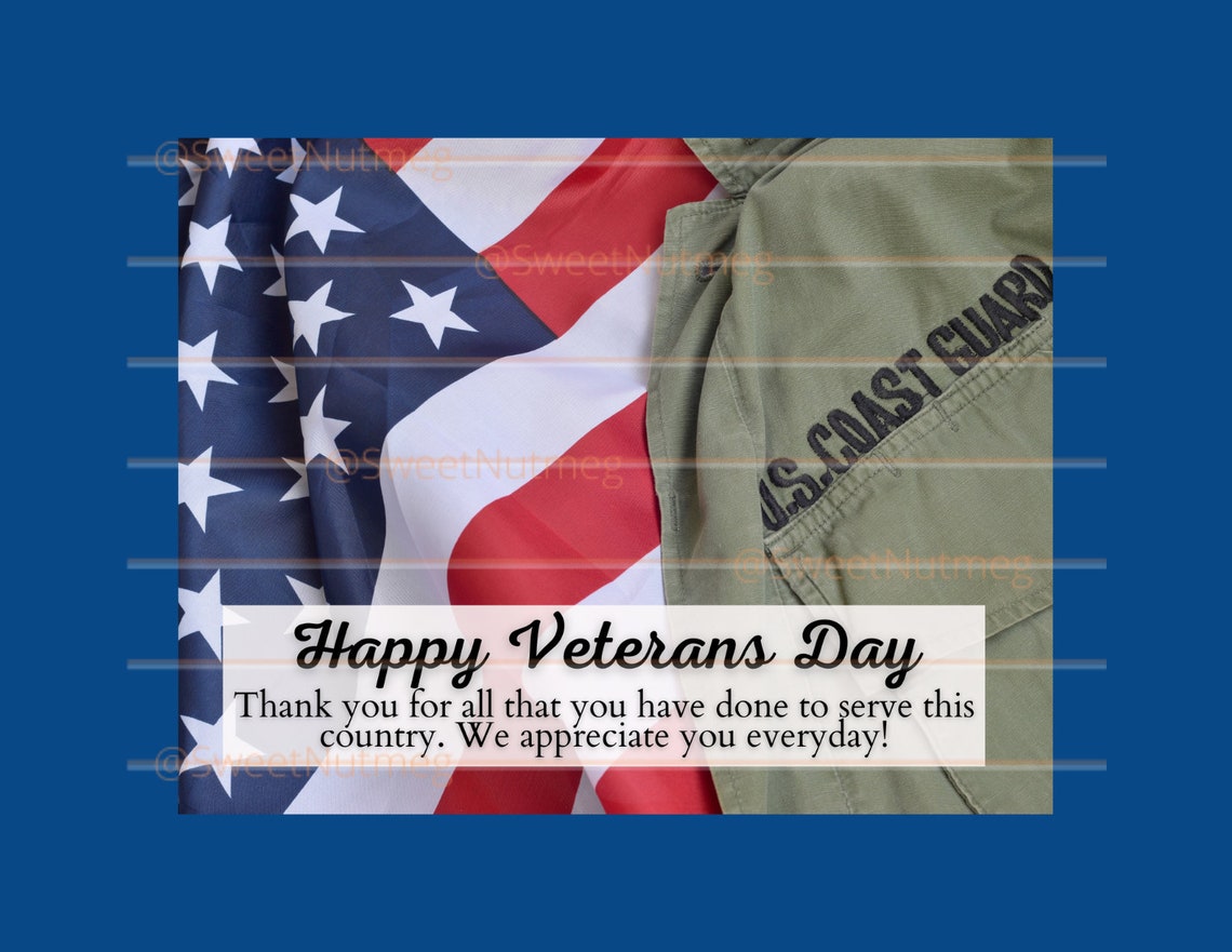 Coast Guard Veterans Day Thank You Postcard Greeting Printable | Etsy