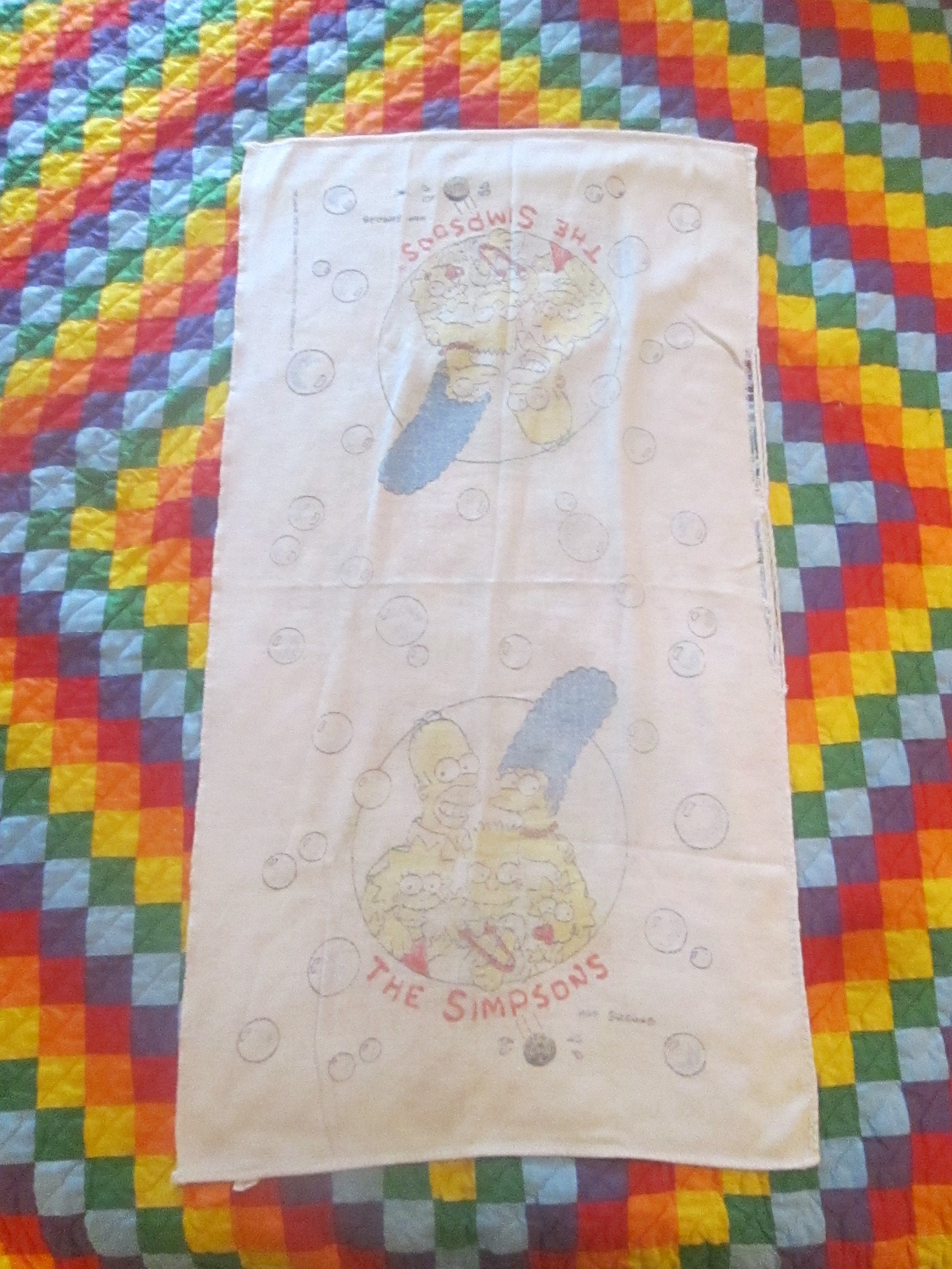 Vintage 1990s the Simpsons Towel Simpson Family Bath Towel Homer Marge ...