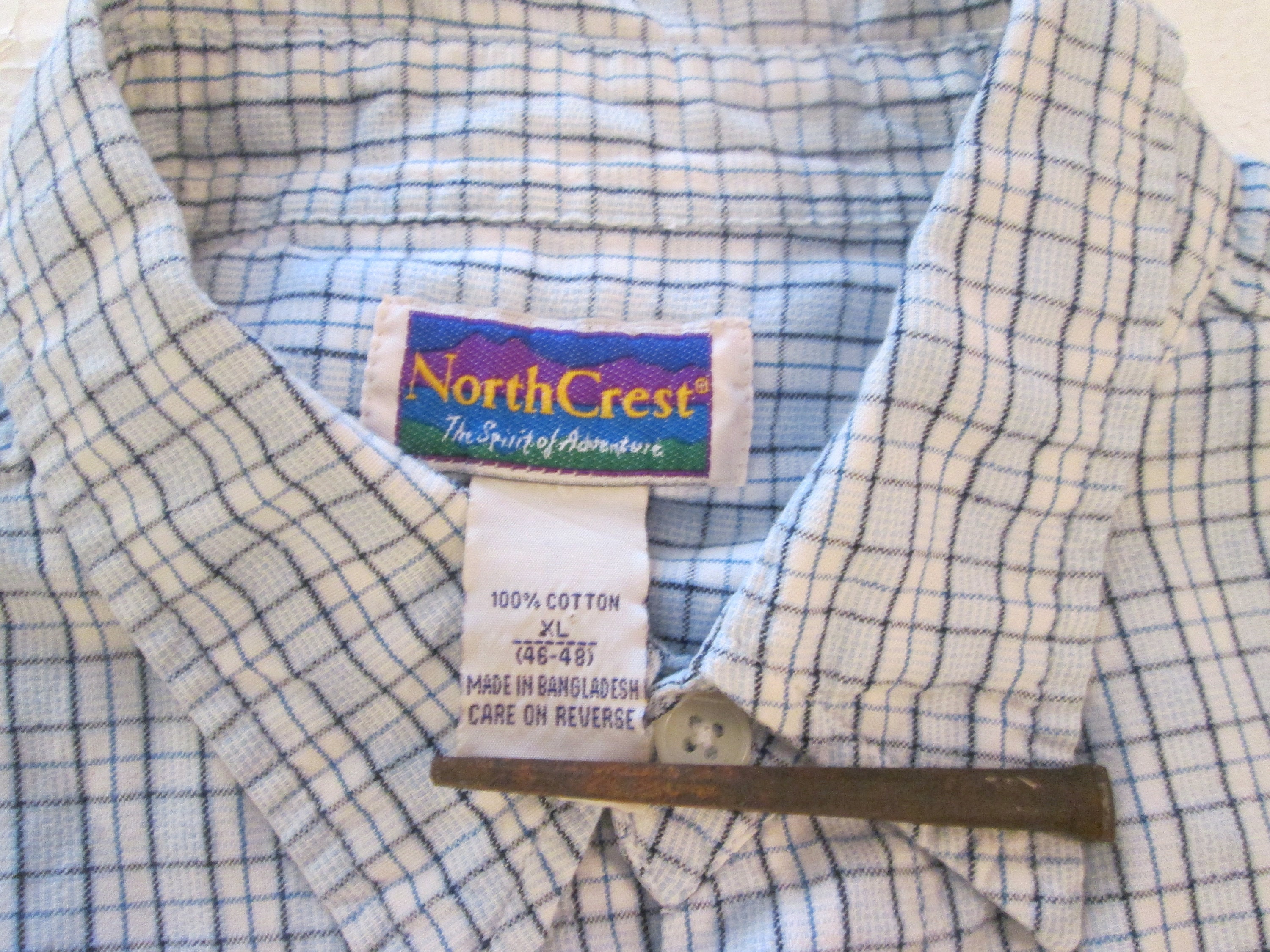 Vintage 1990s Men's Normcore North Crest Button Down Plaid Dress Shirt ...
