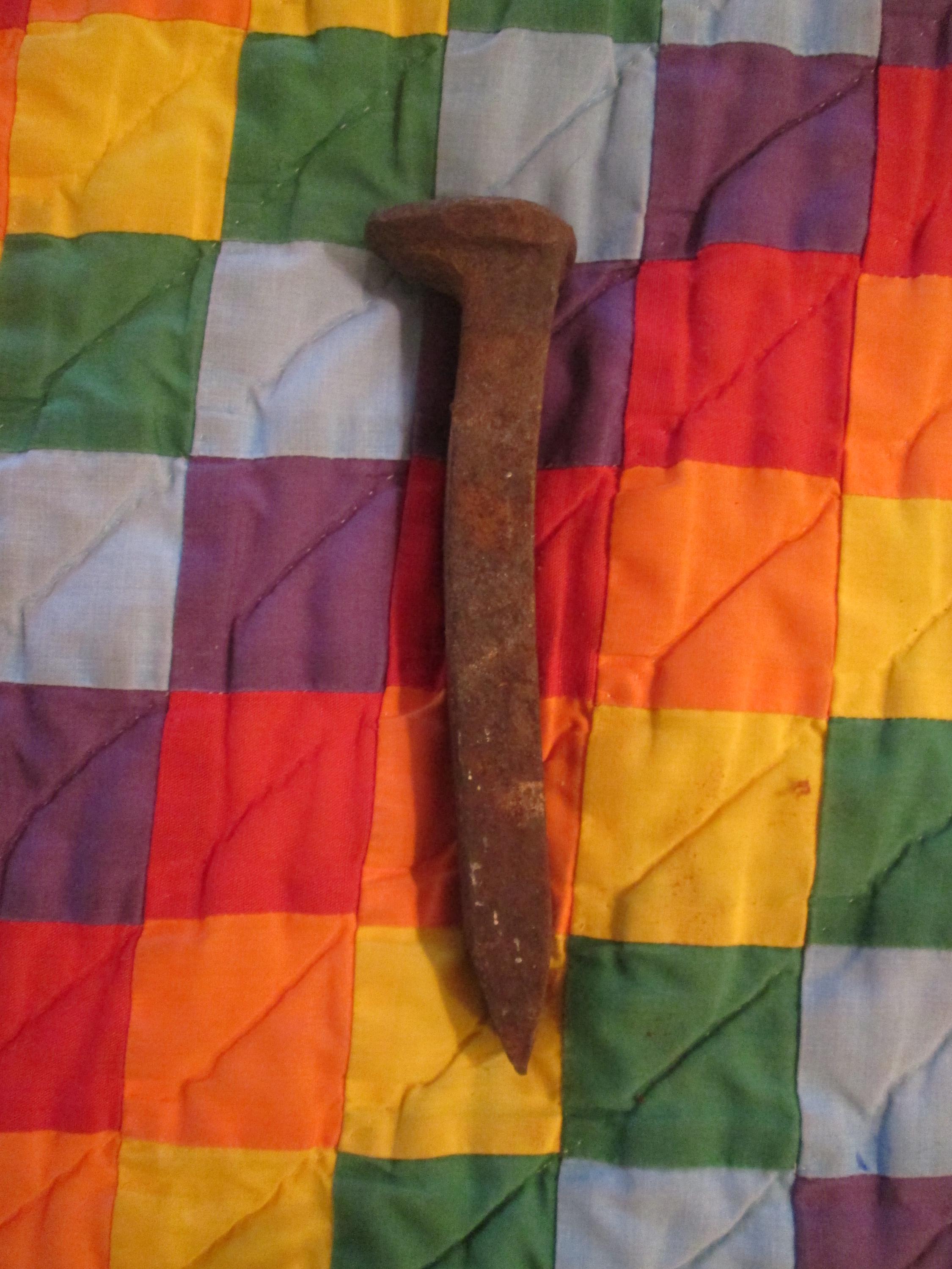 Vintage Iron Railroad Spike Match Striker and Holder Wood Mount Leather ...