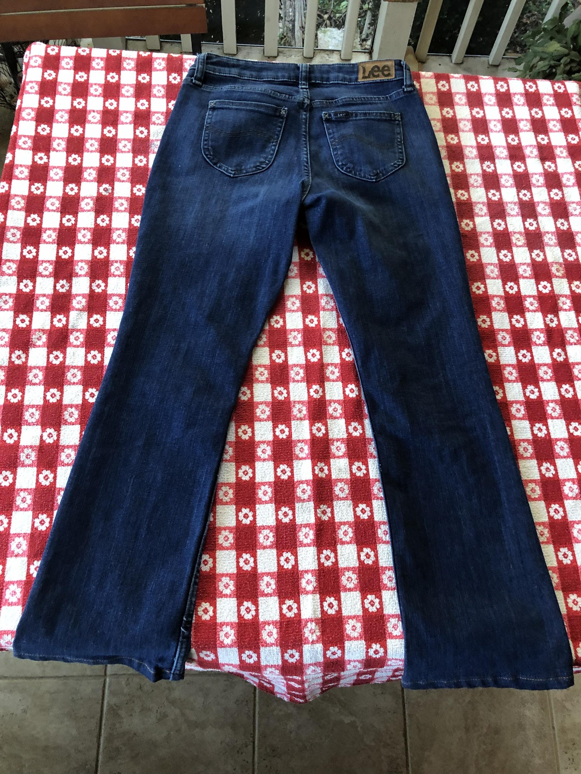 Women's Dark Blue Lee Blue Jeans Small Distressed Cotton Polyester ...