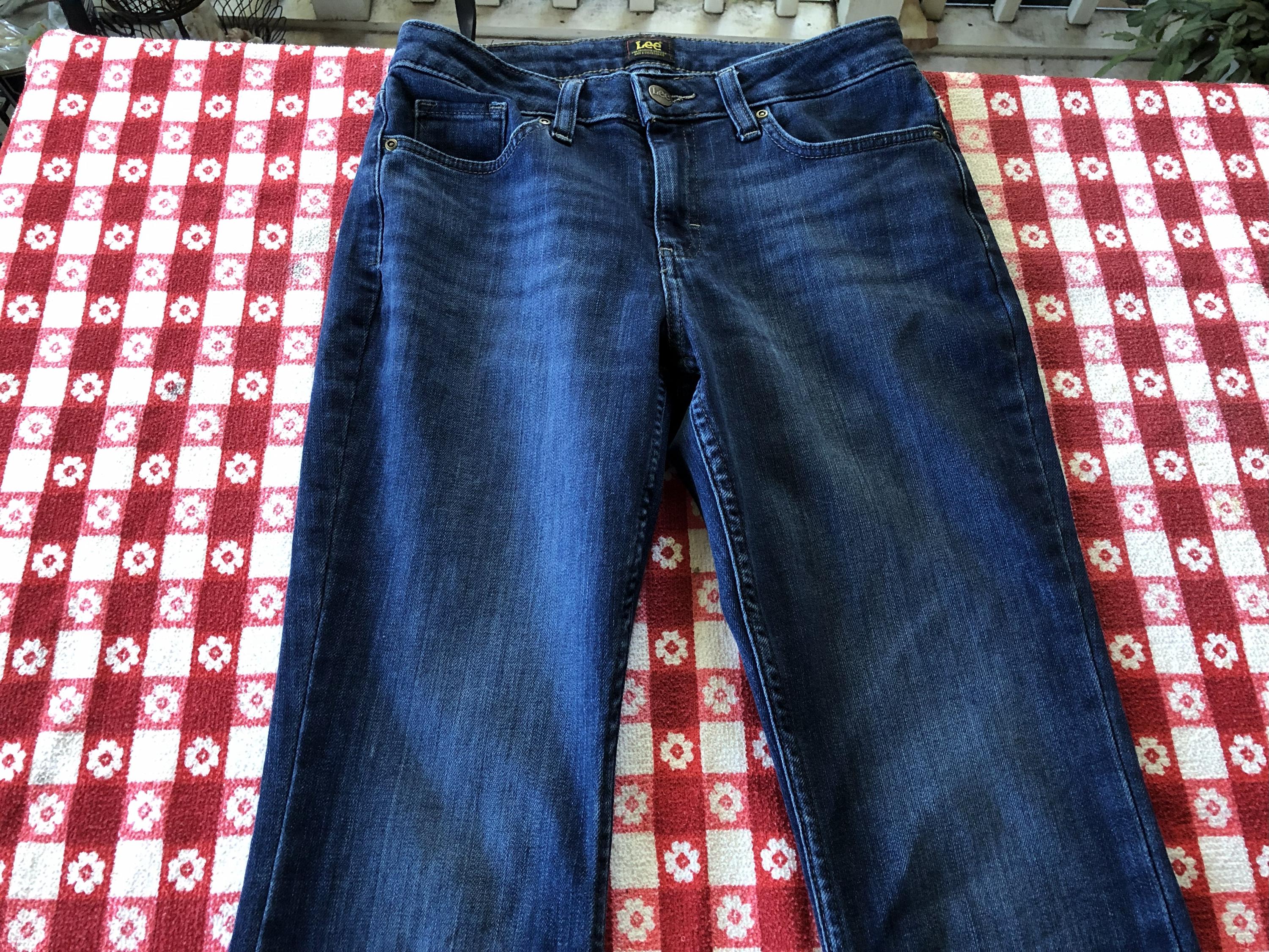 Women's Dark Blue Lee Blue Jeans Small Distressed Cotton Polyester ...