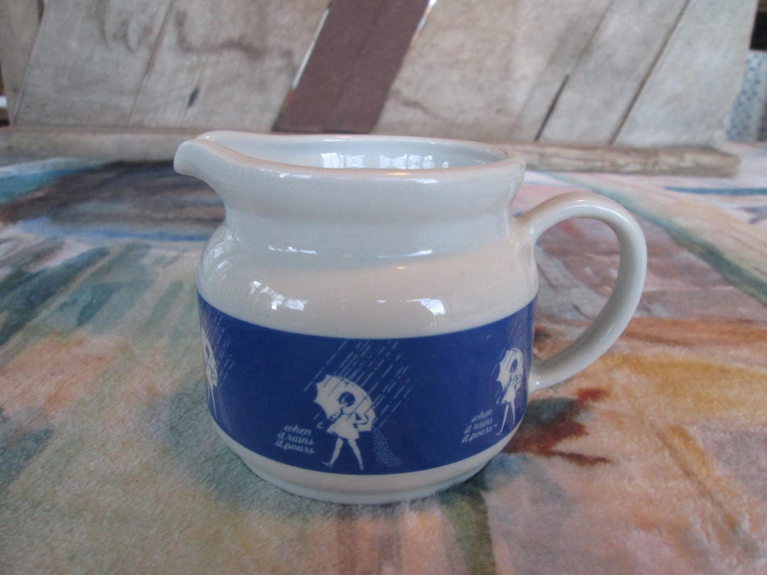 Vintage Morton Salt Girl Ceramic Creamer Blue and White Made in Japan ...