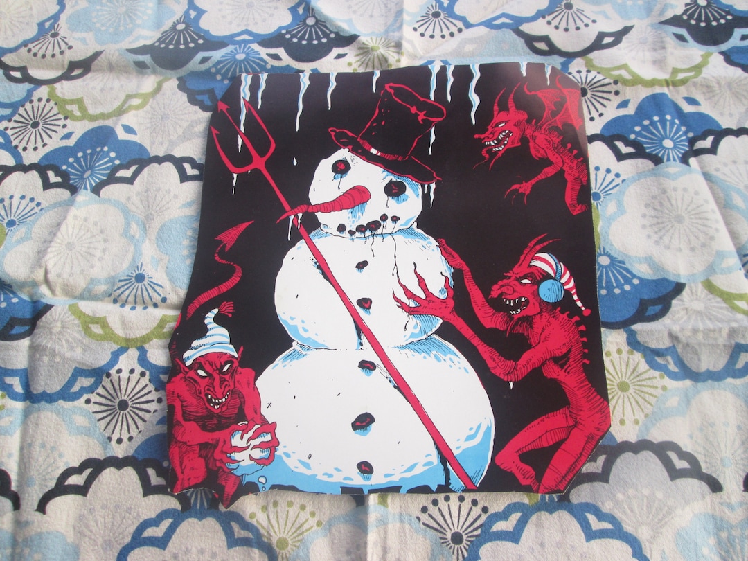 Vintage 1980s Demons & Snowman When Hell Freezes Over Cardboard Paper ...