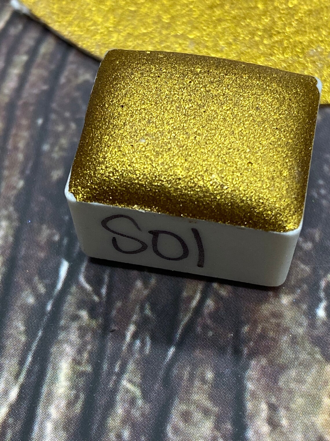 Sol Golden Yellow Glitter Handmade Watercolor | Etsy