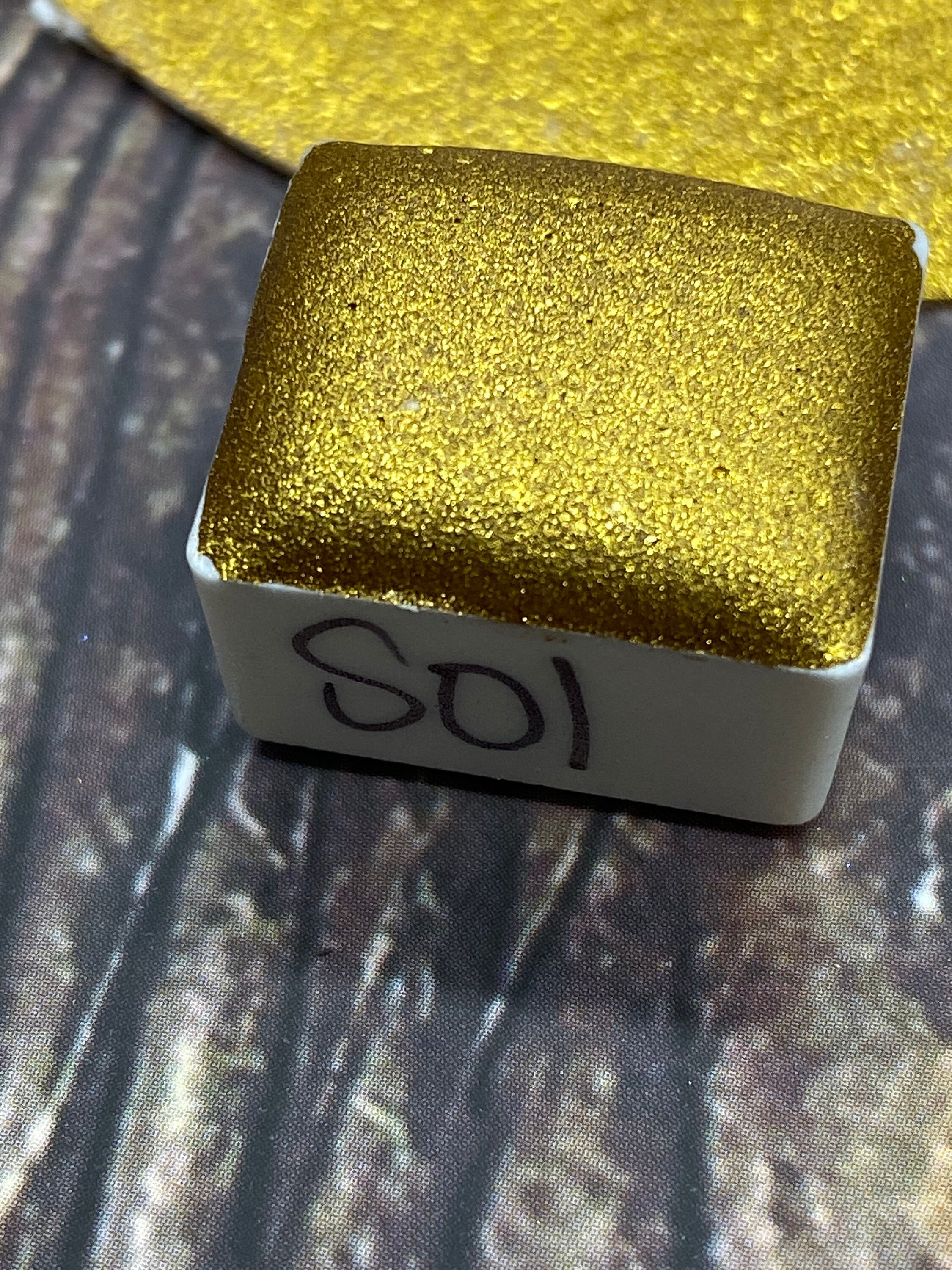 Sol Golden Yellow Glitter Handmade Watercolor | Etsy