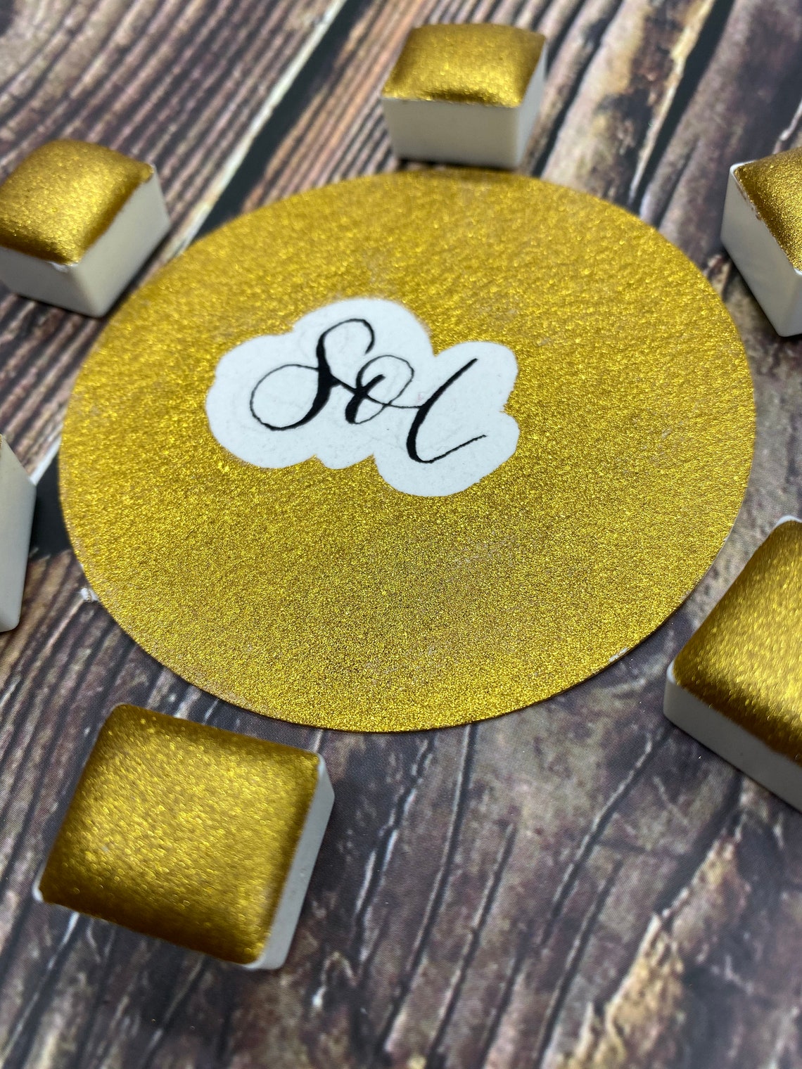 Sol Golden Yellow Glitter Handmade Watercolor | Etsy