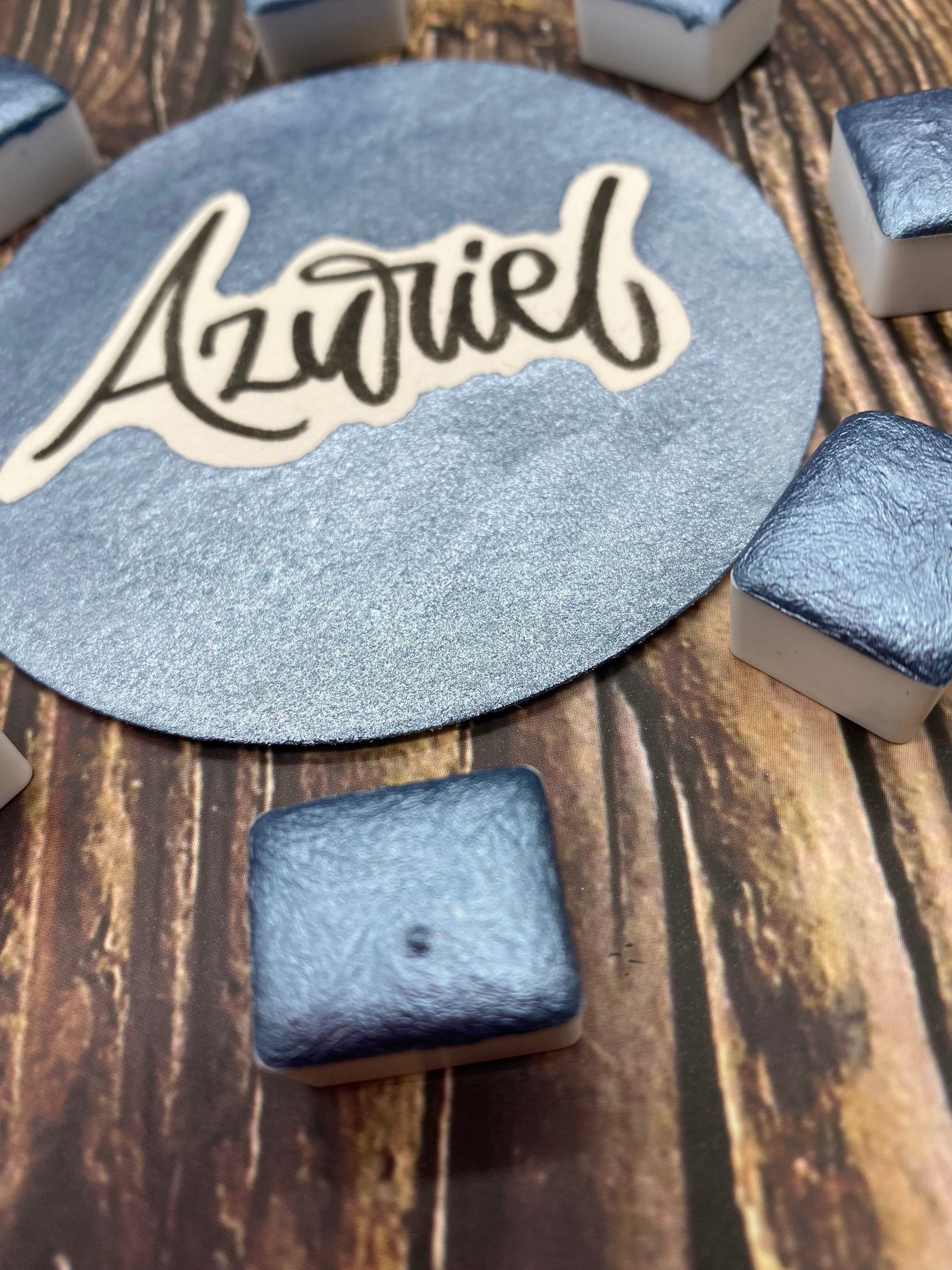 Azuriel Blue Shimmer Metallic Handmade Watercolor | Etsy