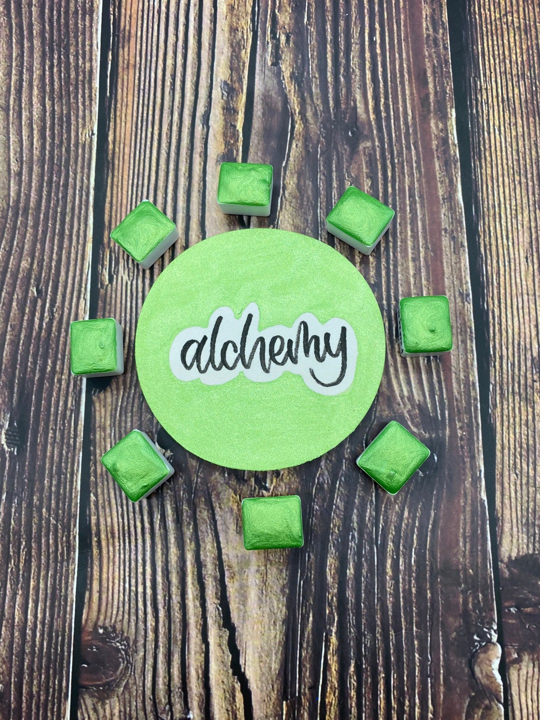 Alchemy Green Shimmer Metallic Handmade Watercolor - Etsy