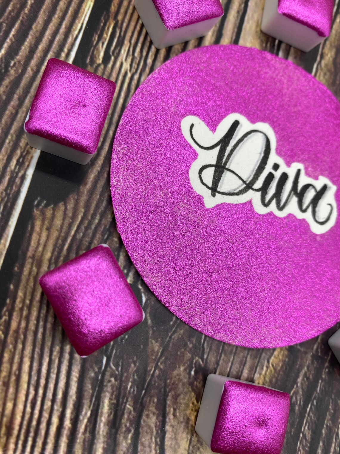 Diva Hot Pink Glitter Handmade Watercolor - Etsy