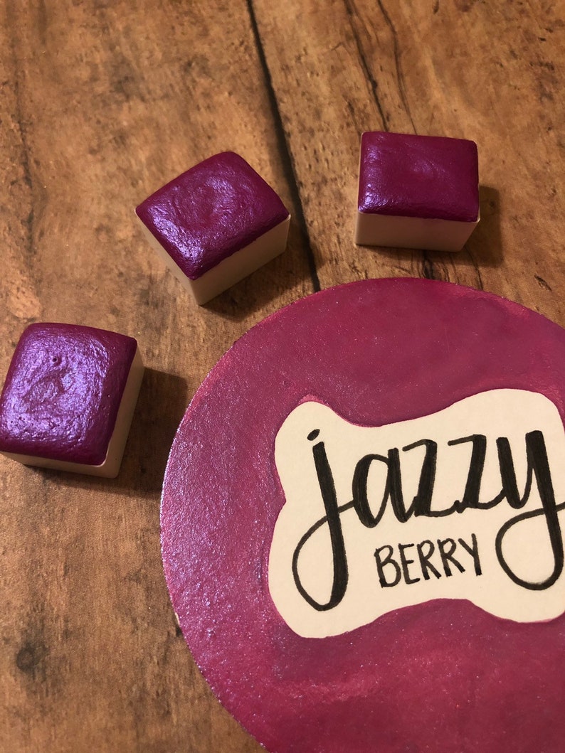 Jazzy Berry Pink Shimmer Watercolor Half Pan Watercolor | Etsy