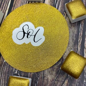 Sol Golden Yellow Glitter Handmade Watercolor - Etsy