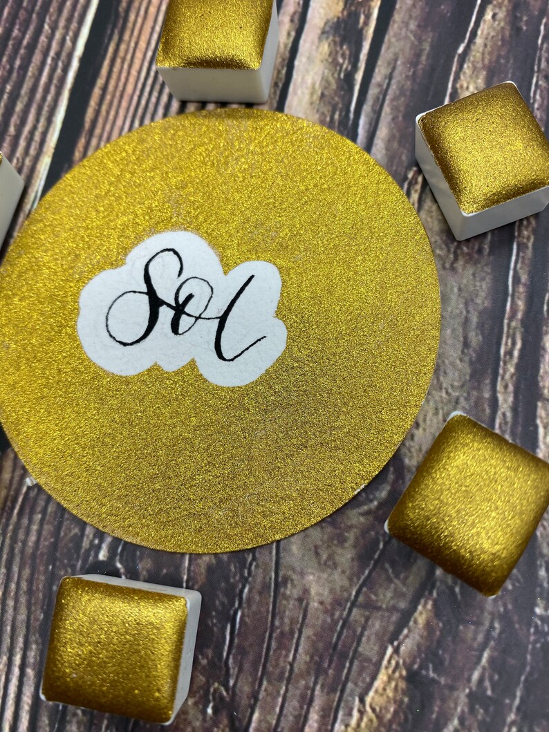 Sol Golden Yellow Glitter Handmade Watercolor | Etsy