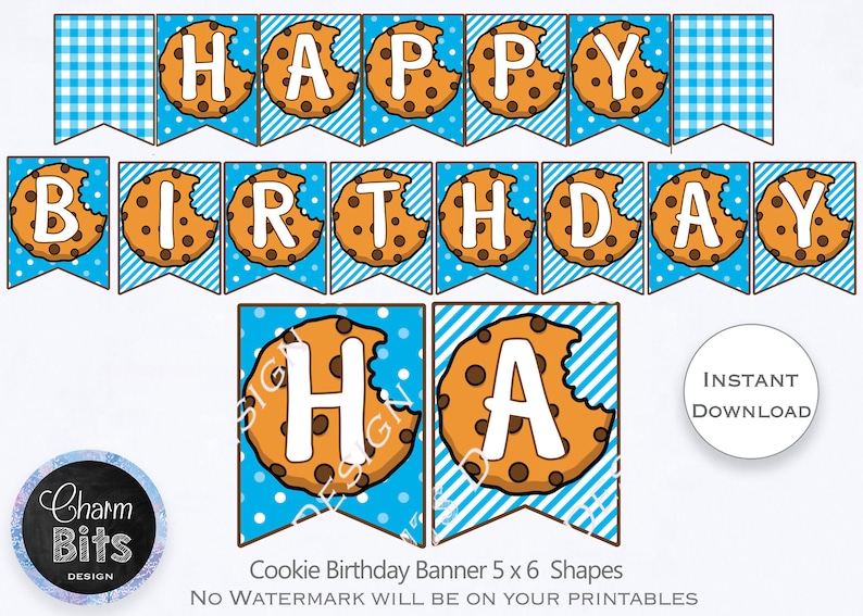 Cookie First Birthday Banner, Cookie Birthday Banner, Cookie Monster ...