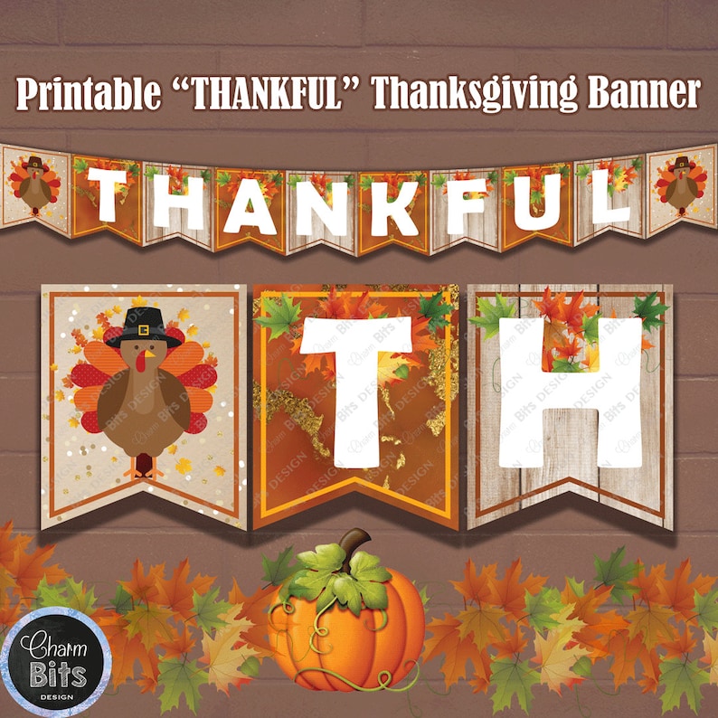 THANKFUL Thanksgiving Banner, Thanksgiving Fireplace Mantle, Printable ...