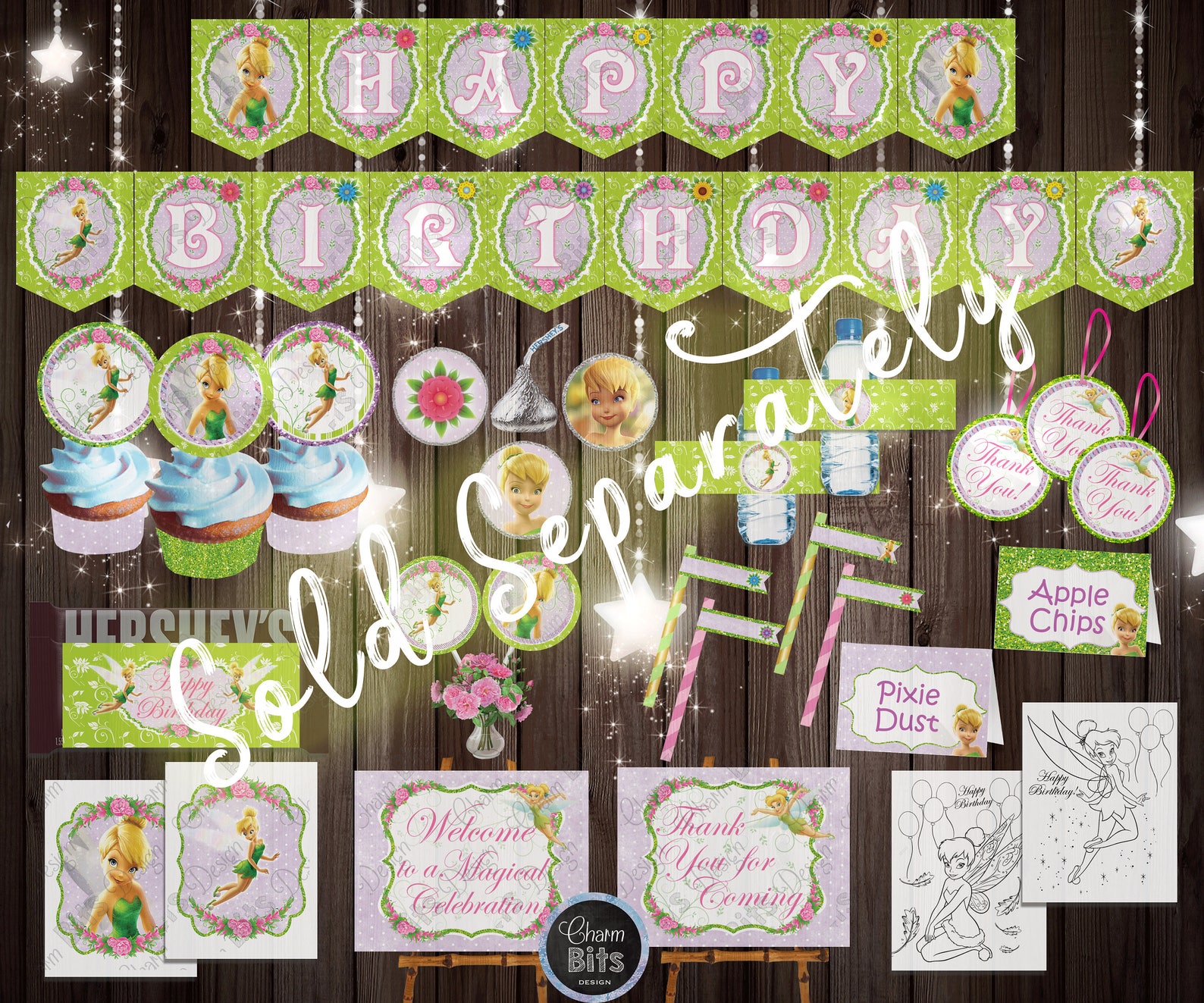 TINKERBELL Birthday Banner, Tinkerbell Birthday Party, Pixie Fairy ...