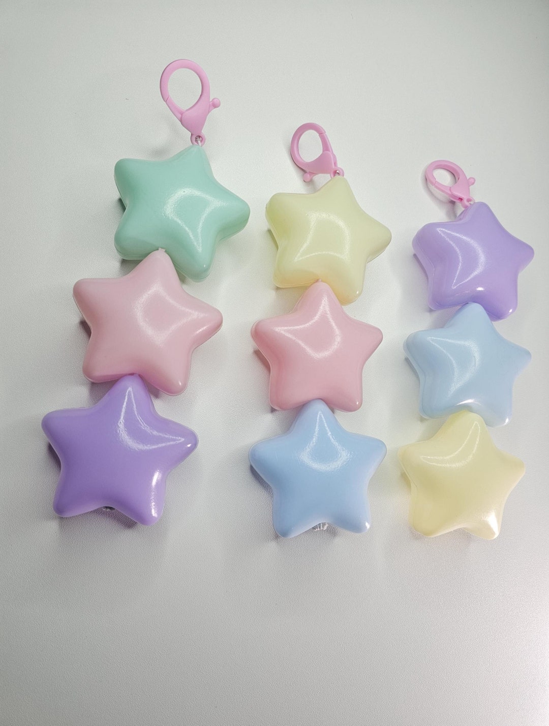 Puffy Star Keychains Triple Stars - Etsy