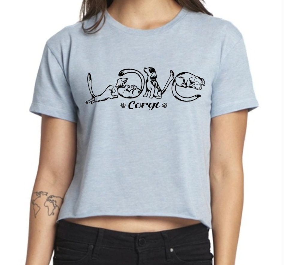 BIG Print Dog Love, Pup Love Crop Top Tee. Personalize With Your Dog's ...