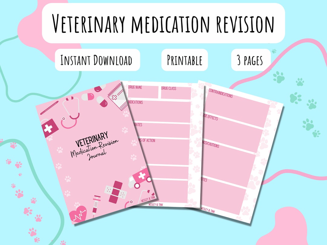 Veterinary Medication Revision. DIGITAL DOWNLOAD, Printable. Study ...