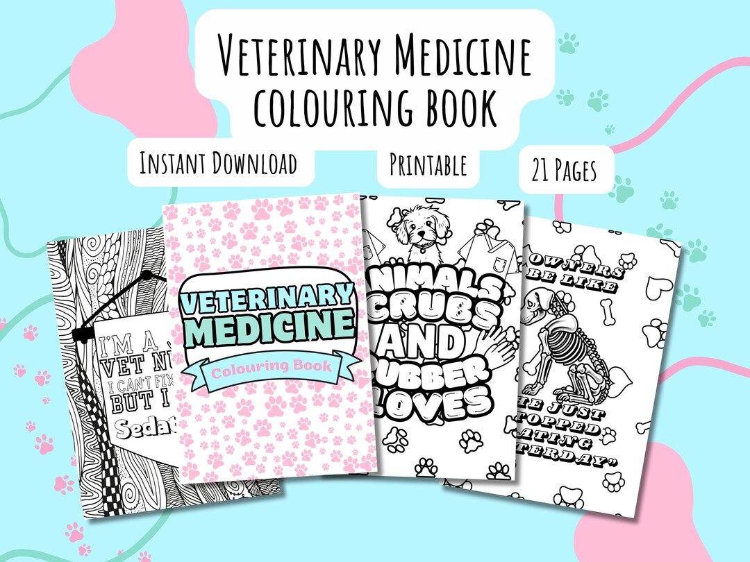 Veterinary Adult Colouring Book.digital DOWNLOAD, Printable. Quotes ...